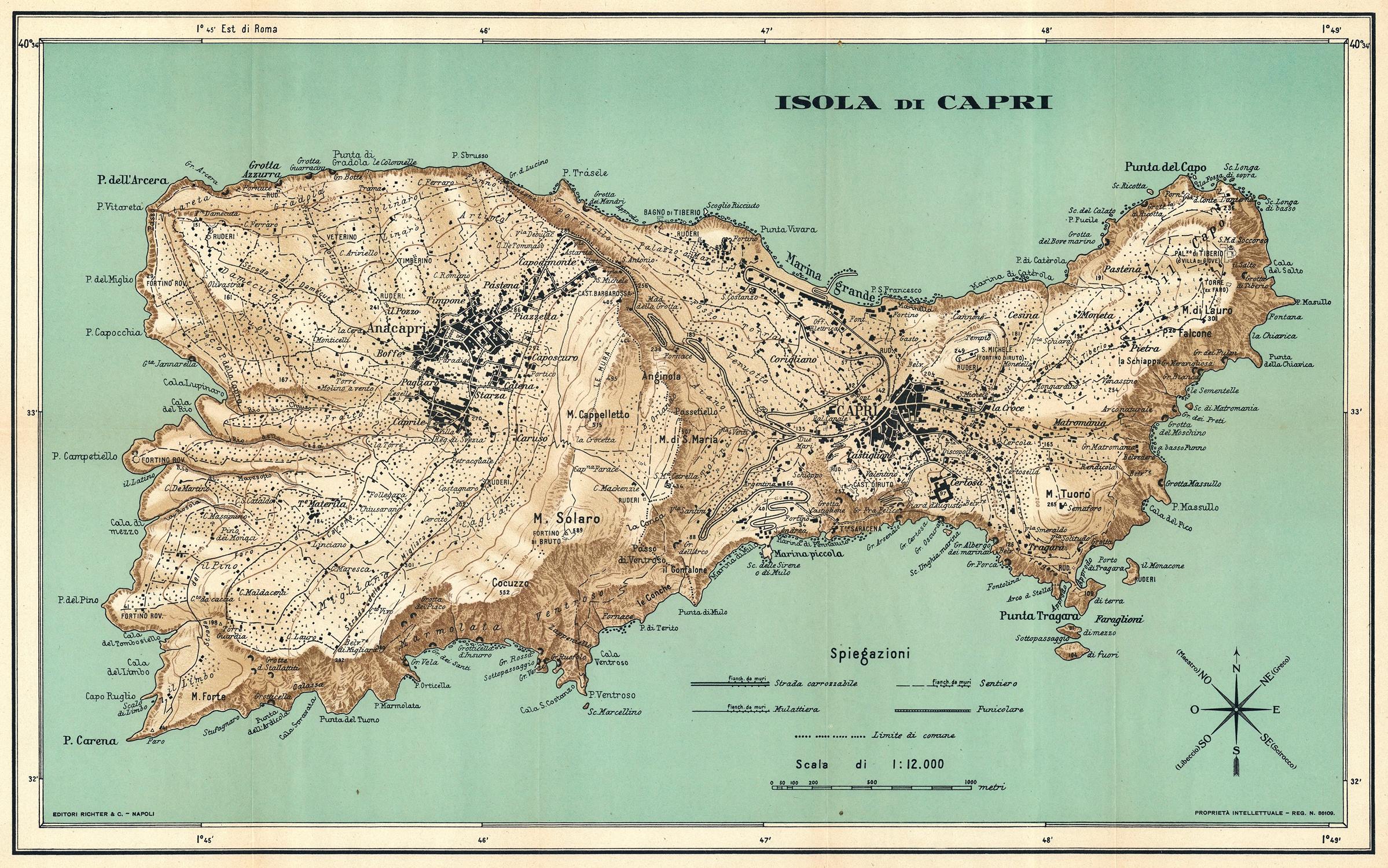 Old tourist map of Capri, 1930 – PrintsXXL