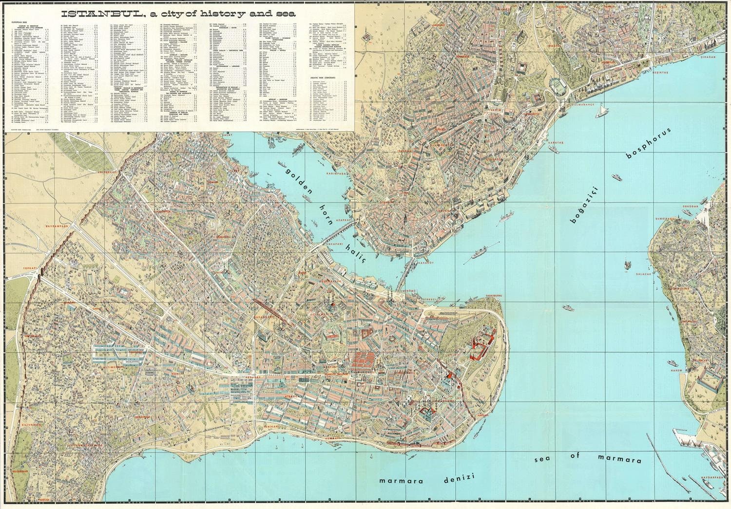 Old pictorial map of Istanbul, Turkey, 1966 – PrintsXXL