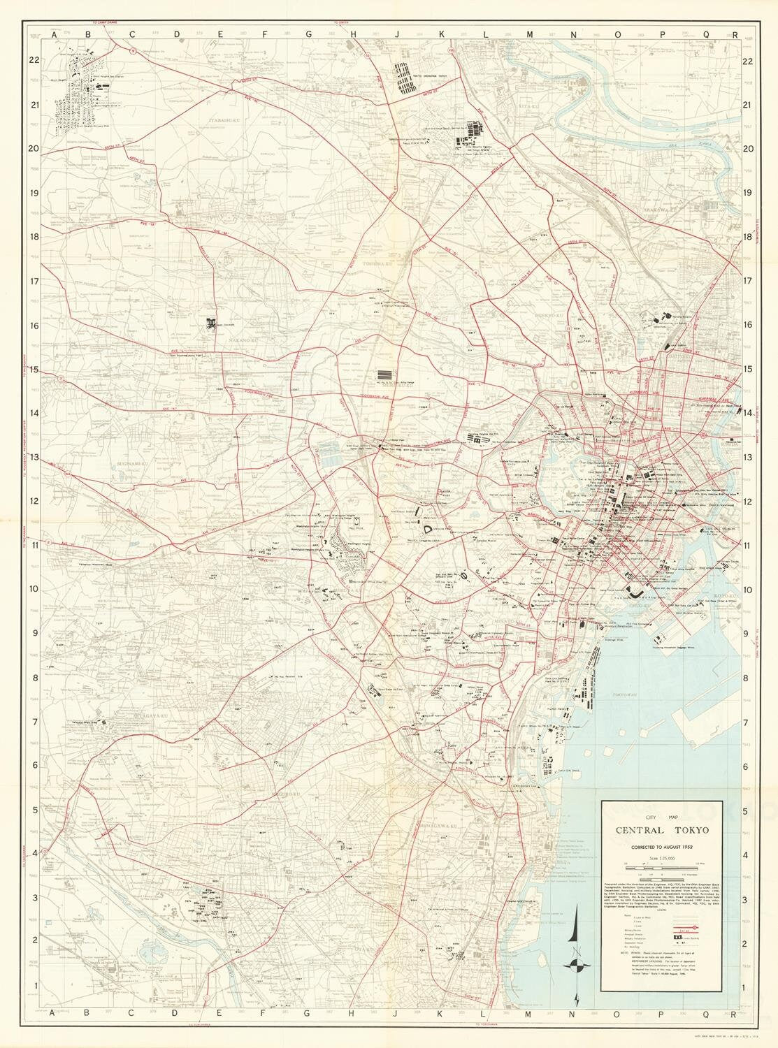 Old map of Central Tokyo, 1952 – PrintsXXL