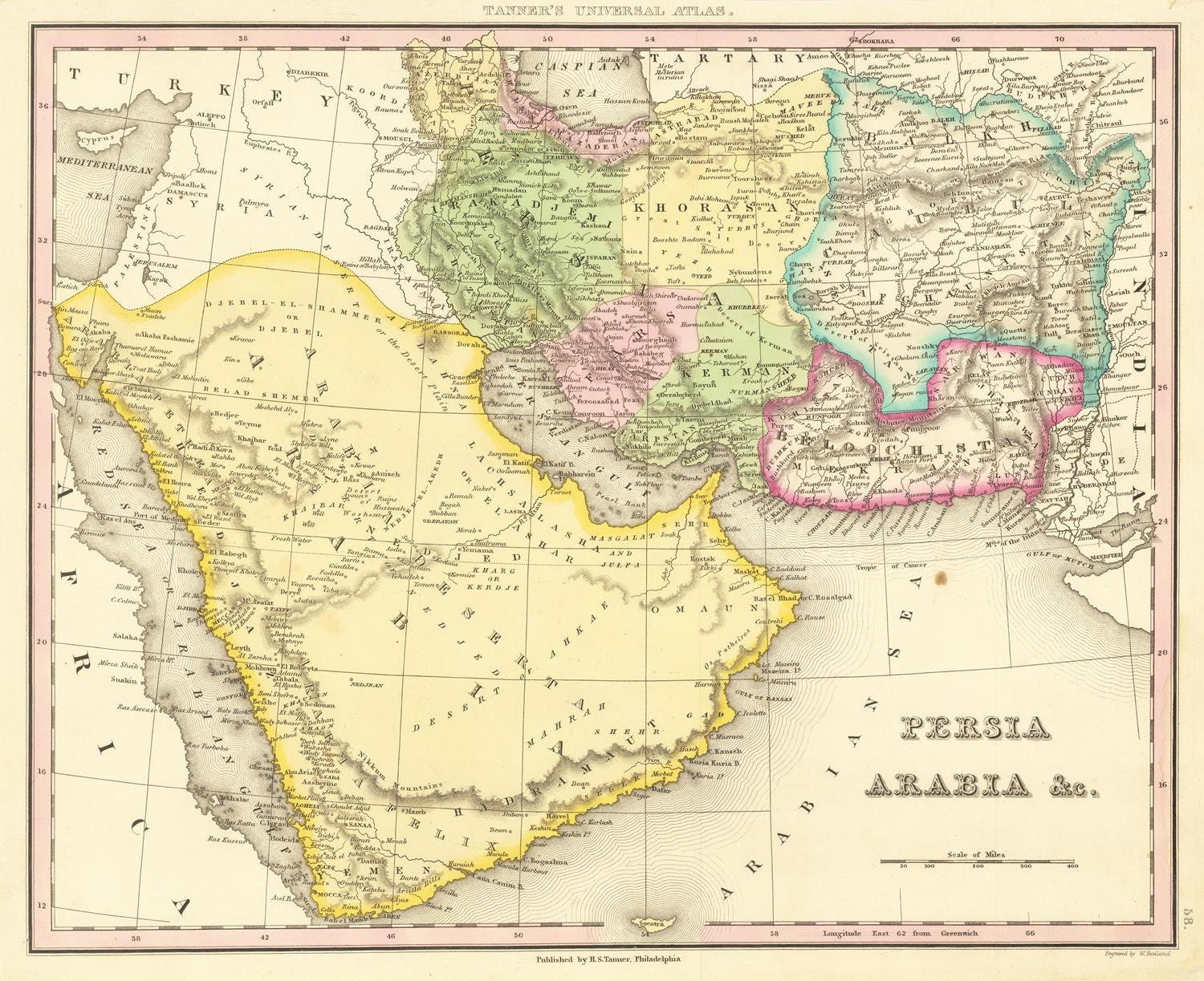 Antique map of Persia, Arabia, 1836 – PrintsXXL