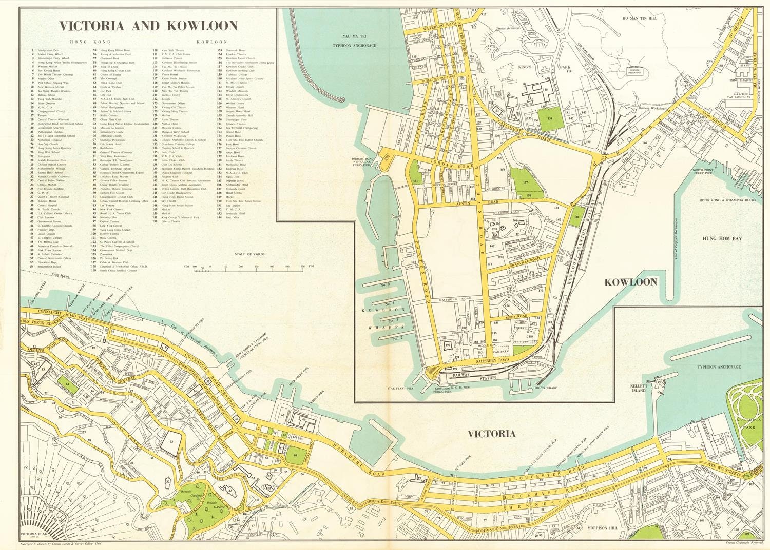 Old map of Victoria, Kowloon, Hong Kong, 1963 – PrintsXXL