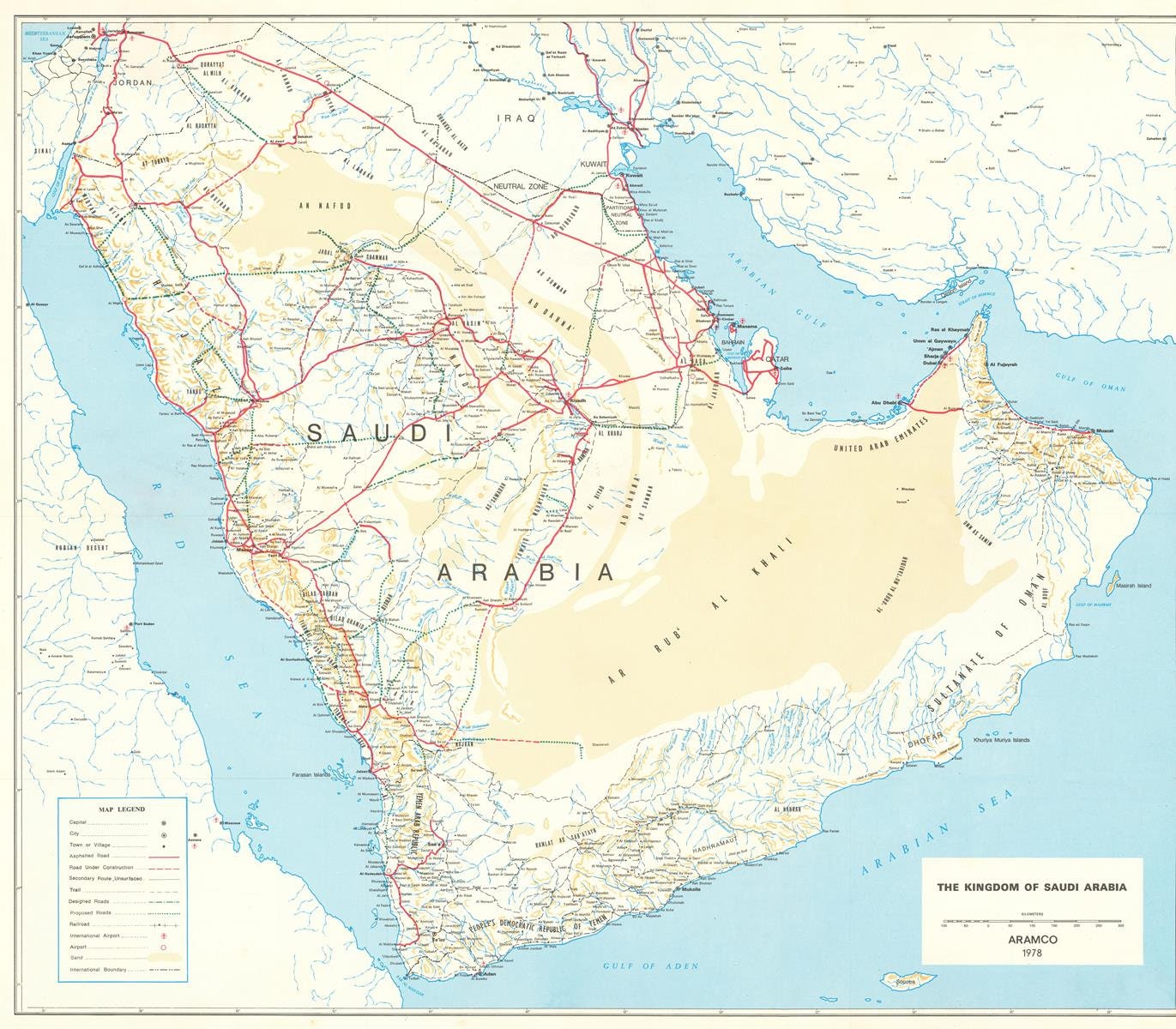 Old map of Saudi Arabia, english edition, 1978 – PrintsXXL
