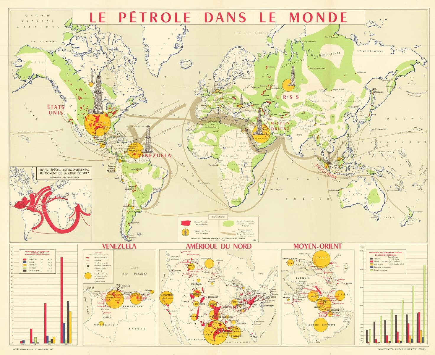 Old map of the World petroleum industry, 1958 – PrintsXXL